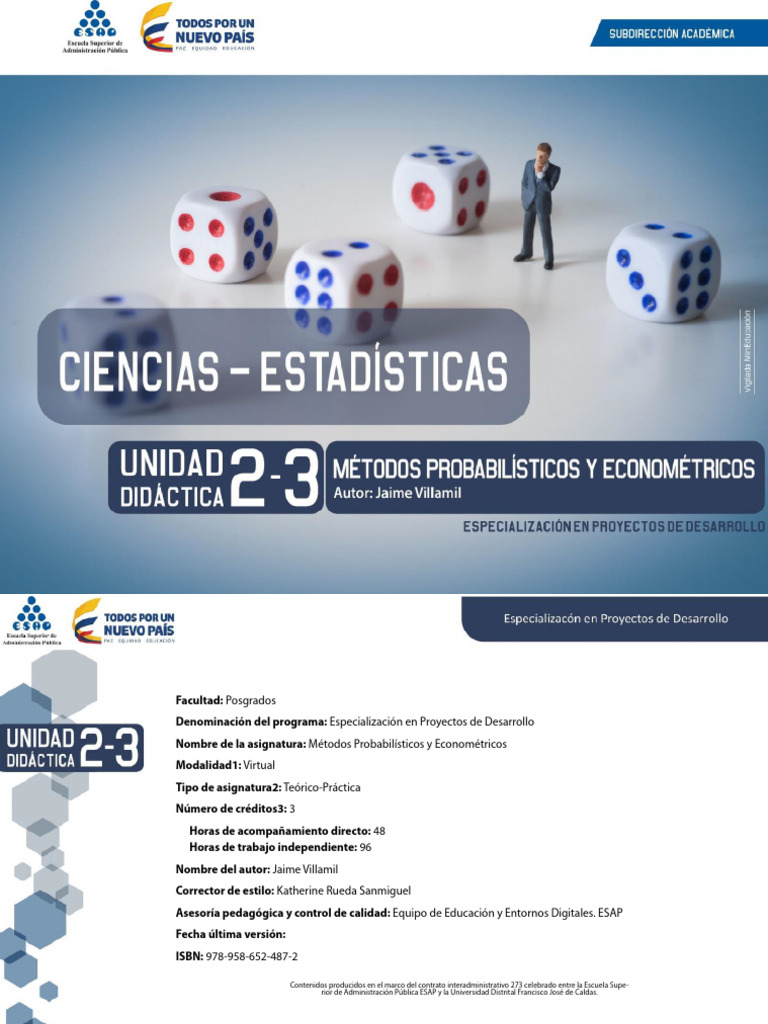 EPRODES Curso17 Metodos Probabilisticos Y Econometricos U2-U3 CE 0001 | PDF | Regresión lineal ...