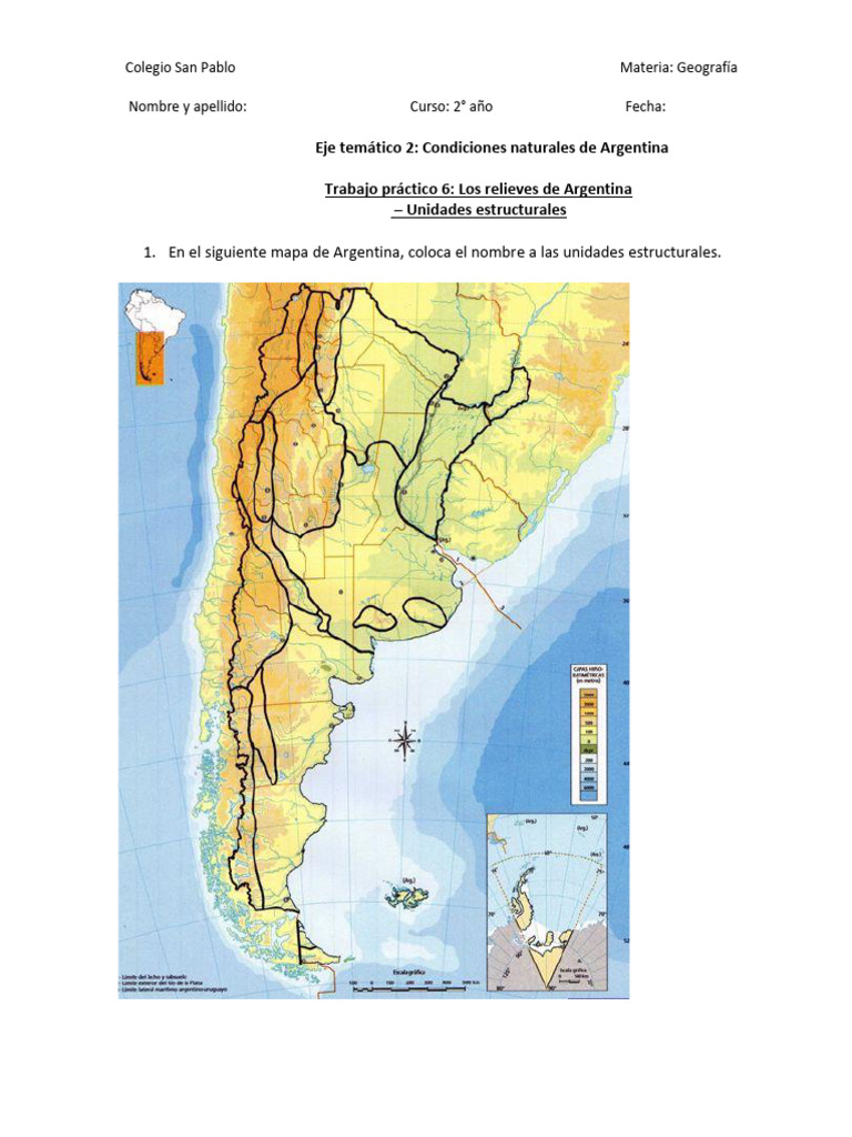 Trabajo Práctico 6 Los Relieves de Argentina Unidades Estructurales | PDF