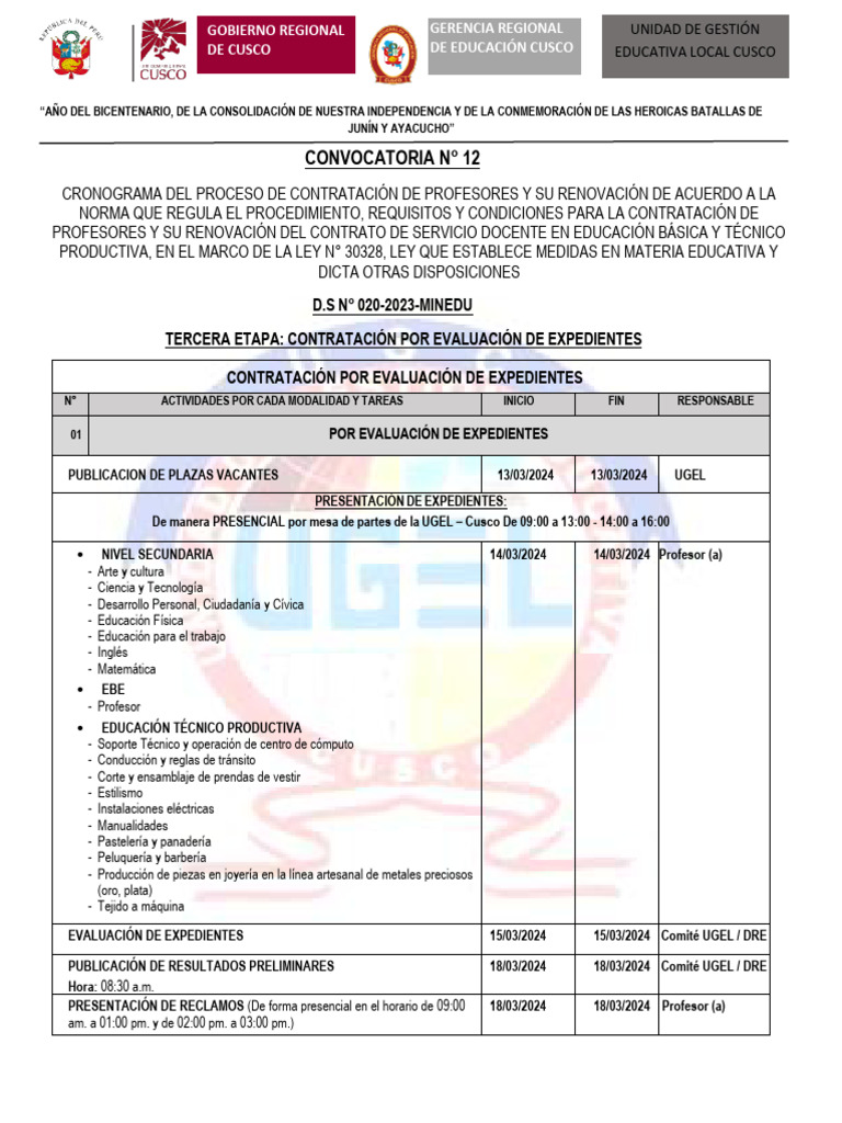 CONV-12-2024-CRONOGRAMA-CONTRATO-DOCENTE_EVAL.EXP_ | PDF