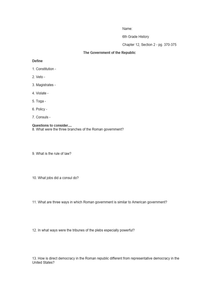 Roman Republic Government Overview | PDF