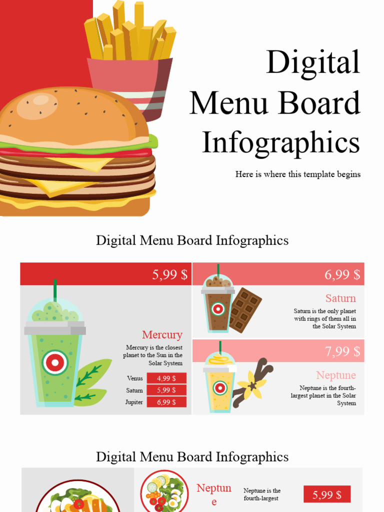 Digital Menu Board Infographics by Slidesgo | PDF | Planets | Planets ...