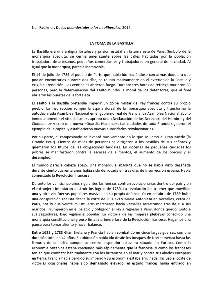 La Toma de la Bastilla: Revolución 1789 | PDF | Francia | Gilbert Du Motier