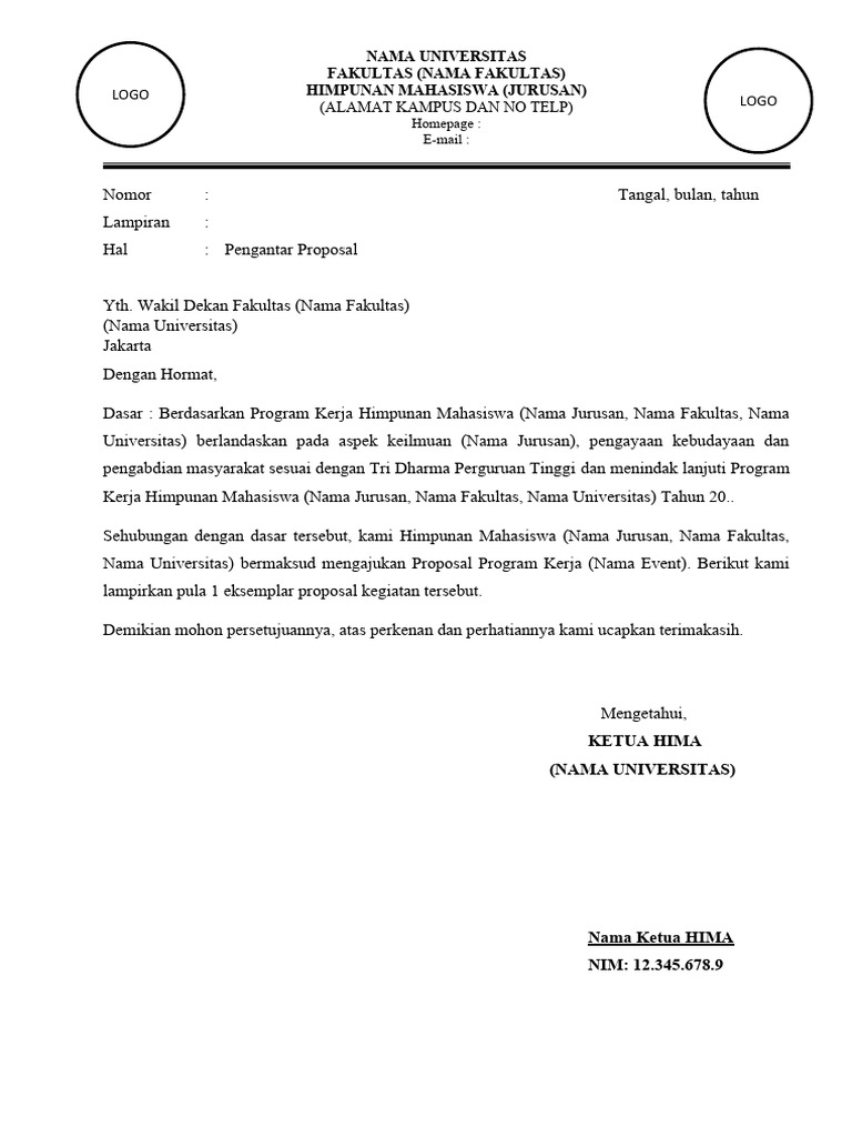 Surat Pengantar Proposal Program Kerja | PDF
