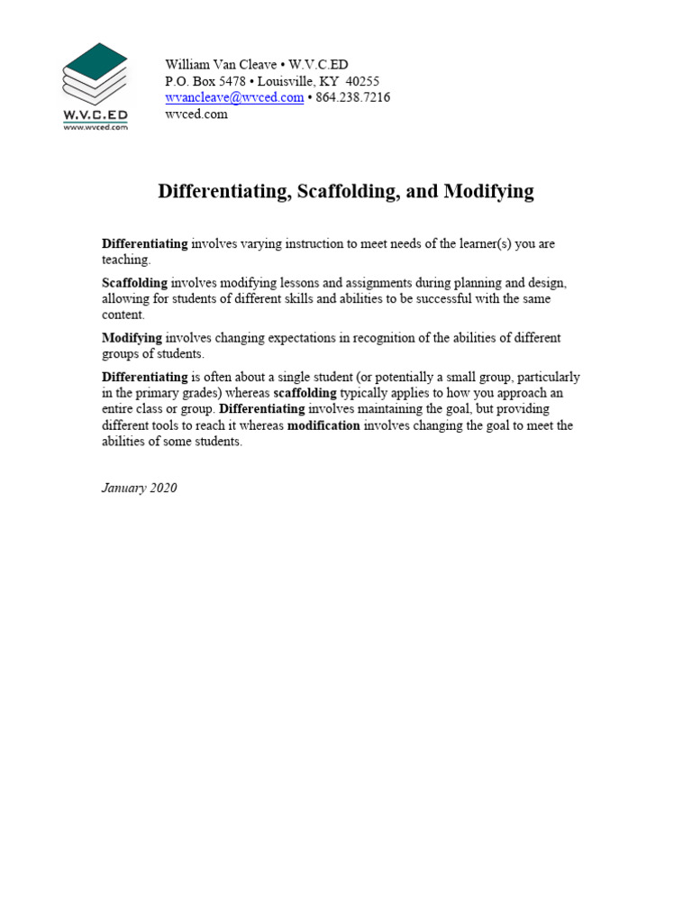 Differentiation and Scaffolding Explained | PDF