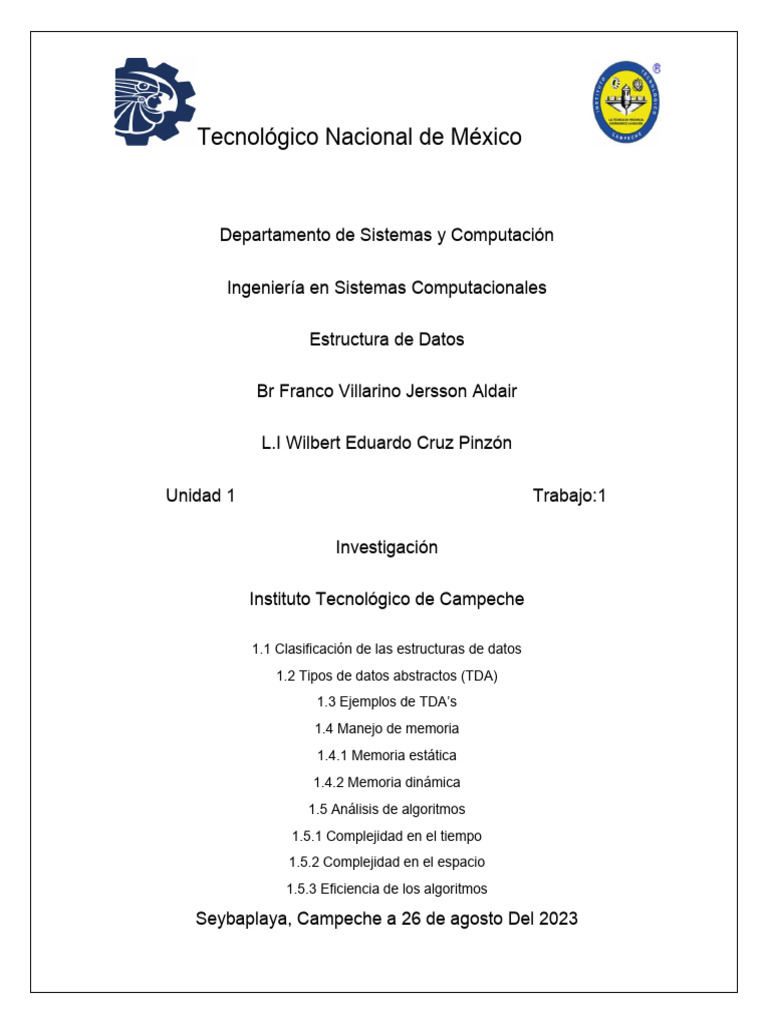 Arqc U3t1 | PDF | Cola (tipo de datos abstractos) | Tipo de datos