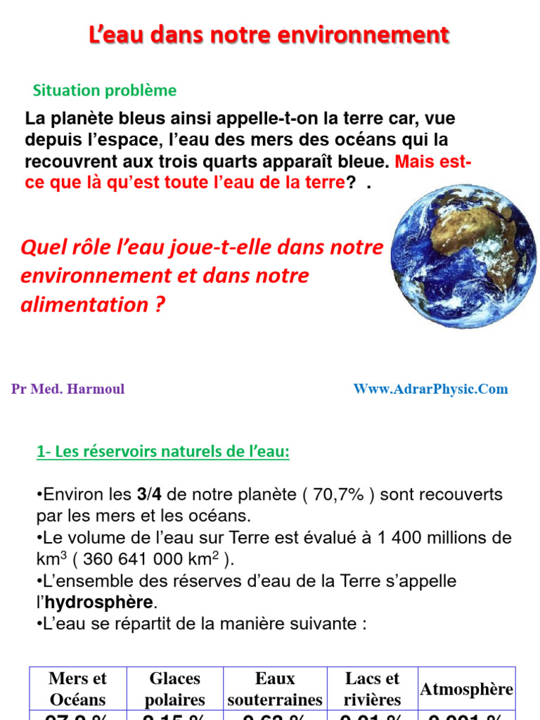 1 - Leau-Dans-Notre-Environnement | PDF | Eau | Terre
