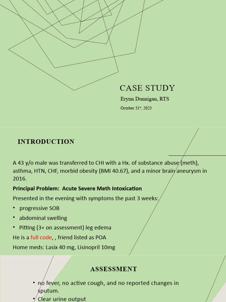 Meth Intoxication ICU Case Study | PDF | Methamphetamine | Cardiac Arrest