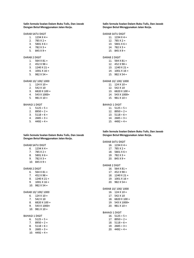 Salin Semula Soalan Dalam Buku Tulis | PDF