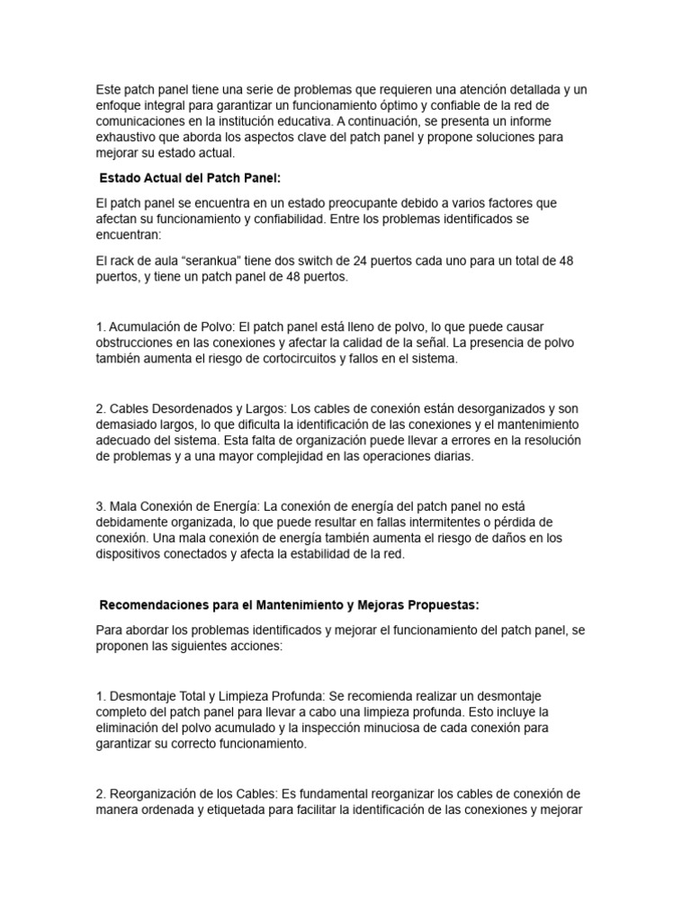 INFORME DE DEL PACTH PANEL | PDF | Ingeniería de confiabilidad