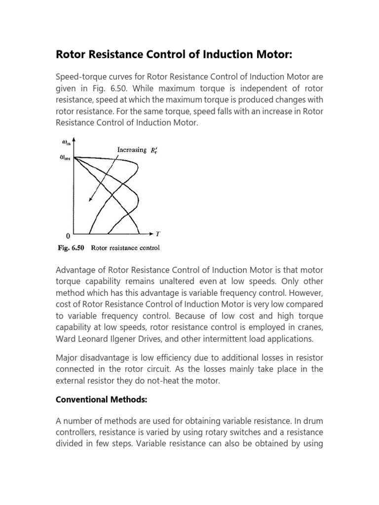 Rotor Resistance Control of Induction Motor | PDF | Electric Motor ...