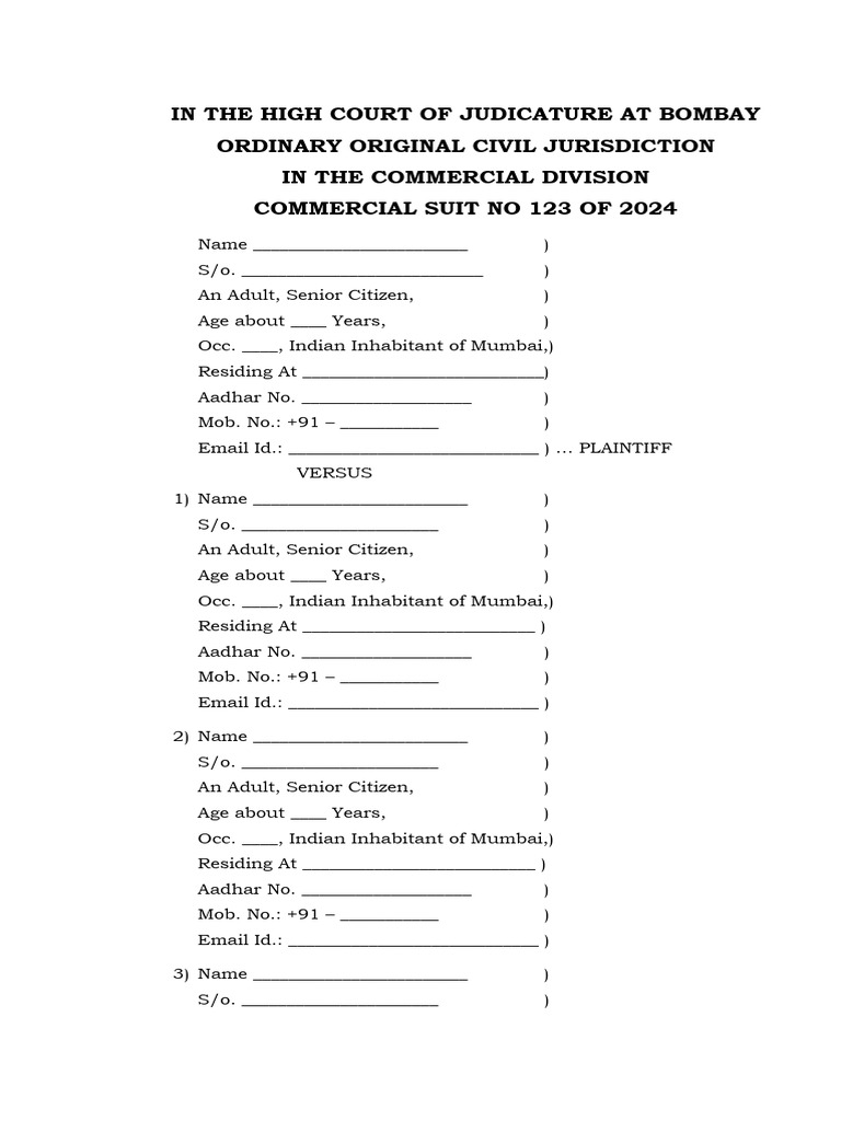 Written Statement Format for Civil Suit | PDF | Lawsuit | Damages