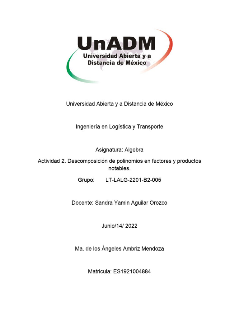 Descomposición de Polinomios y Productos Notables | PDF | Factorización | Álgebra