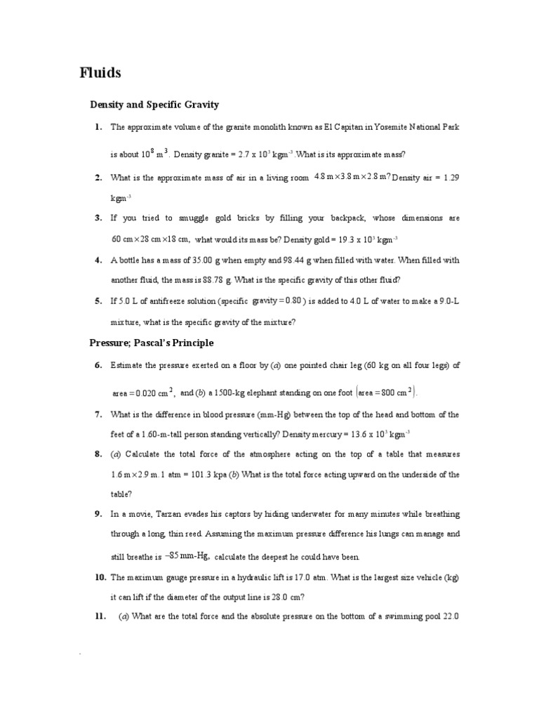 Tutorial 10 Fluids | PDF | Buoyancy | Pressure