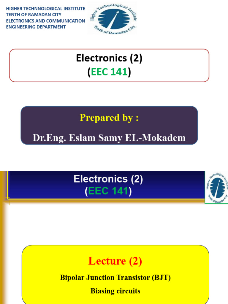 Lecture 2 BJT Biasing Circuits Part | PDF | Bipolar Junction Transistor | Electrical Network