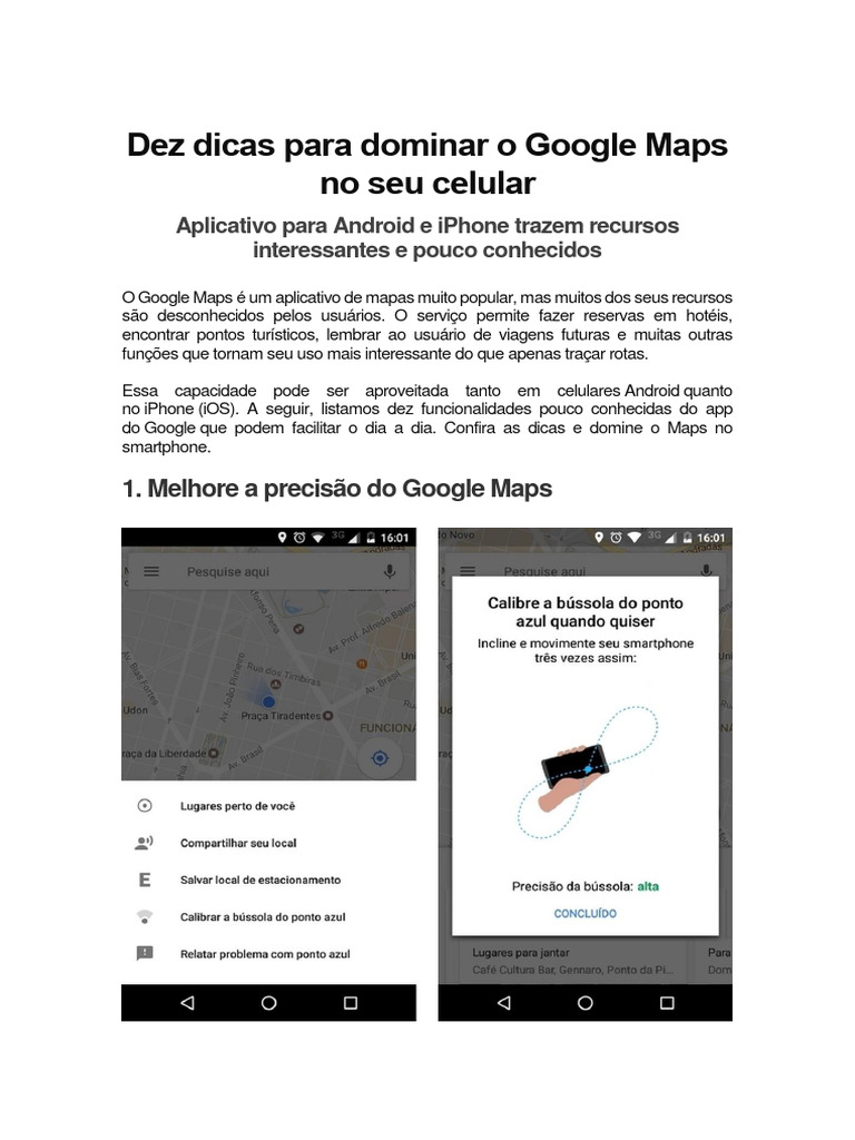 Dicas para Dominar o Google Maps | PDF | Android (sistema operacional) | iPhone