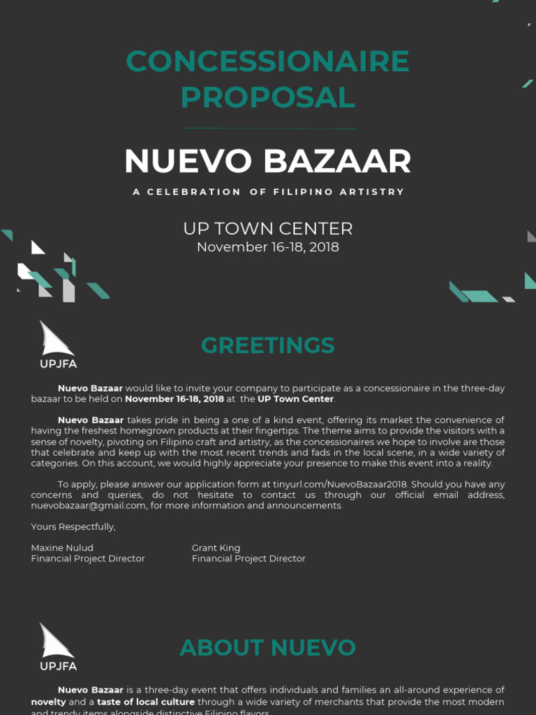 Nuevo Bazaar Concessionaire Proposal | PDF | Business