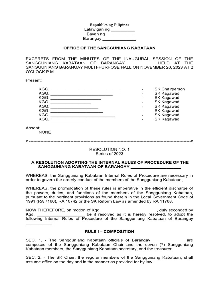 SK Council Internal Rules and Committees | PDF | Quorum | Committee