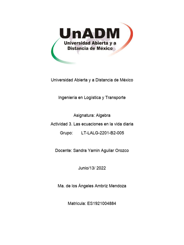 Lalg U3 A3 Maam | PDF | Ecuaciones | Álgebra