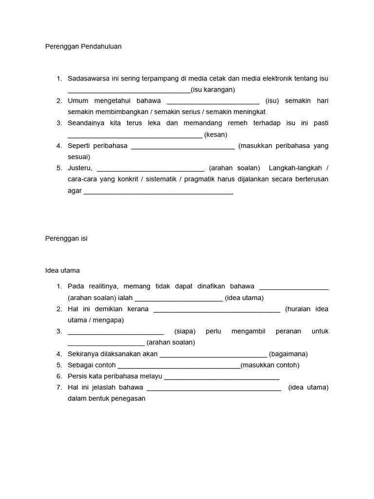 contoh rangka karangan pasang siap | PDF