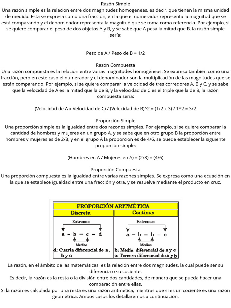 Razón aritmética | PDF | Proporción | División (Matemáticas)