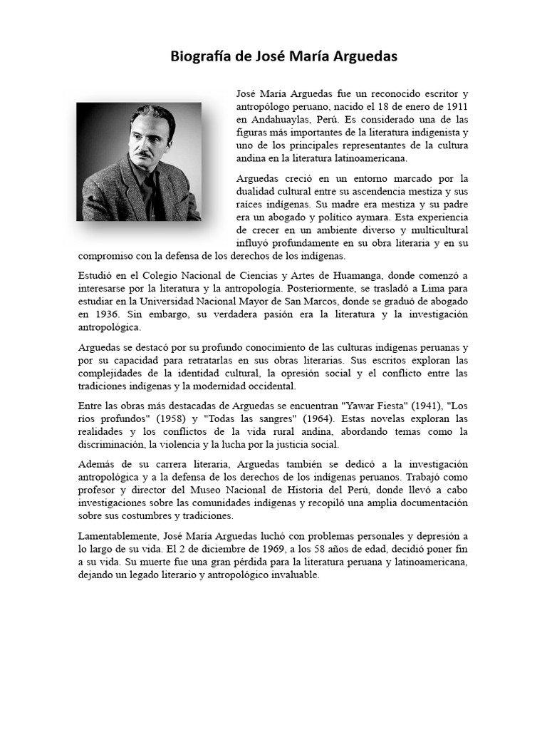 Biografia de Jose Maria Arguedas | PDF