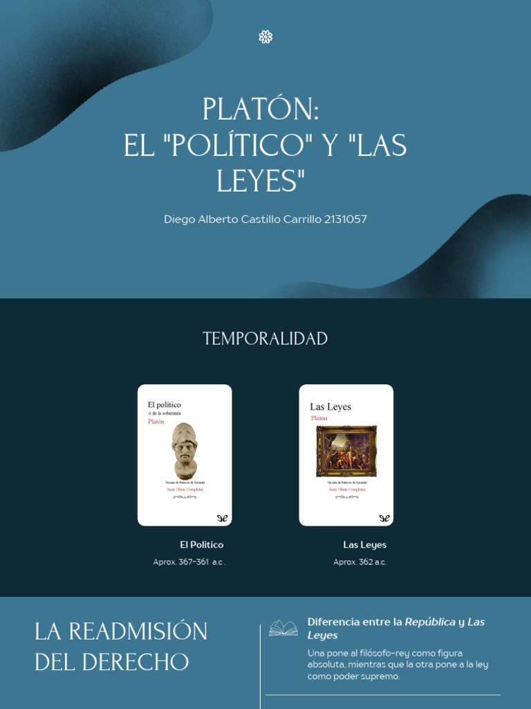 Presentacion Platon Las Leyes y El Politico | PDF | Platón | Democracia