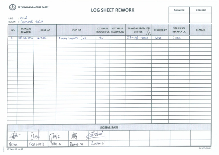 Log Sheet Rework After 27 | PDF