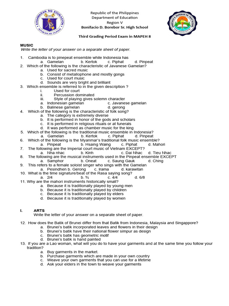 Mapeh G8. 3rd Grading Exam | PDF | Physical Fitness | Body Mass Index