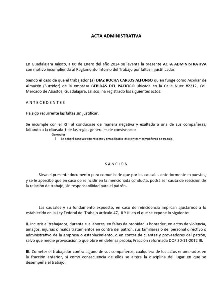 ACTA DE HECHOS falta de respeto (Recuperado automáticamente) | PDF | Justicia | Crimen y violencia
