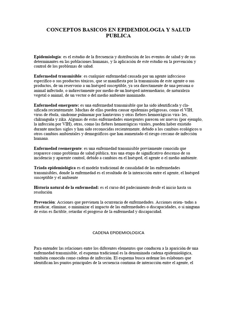 Conceptos Basicos en Epidemiologia y Salud Publica | PDF | Infección | Epidemiología