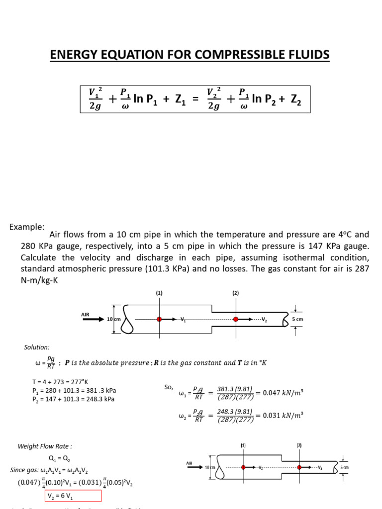 4 Compressible Fluid Flow Equation | PDF | Pressure | Gases
