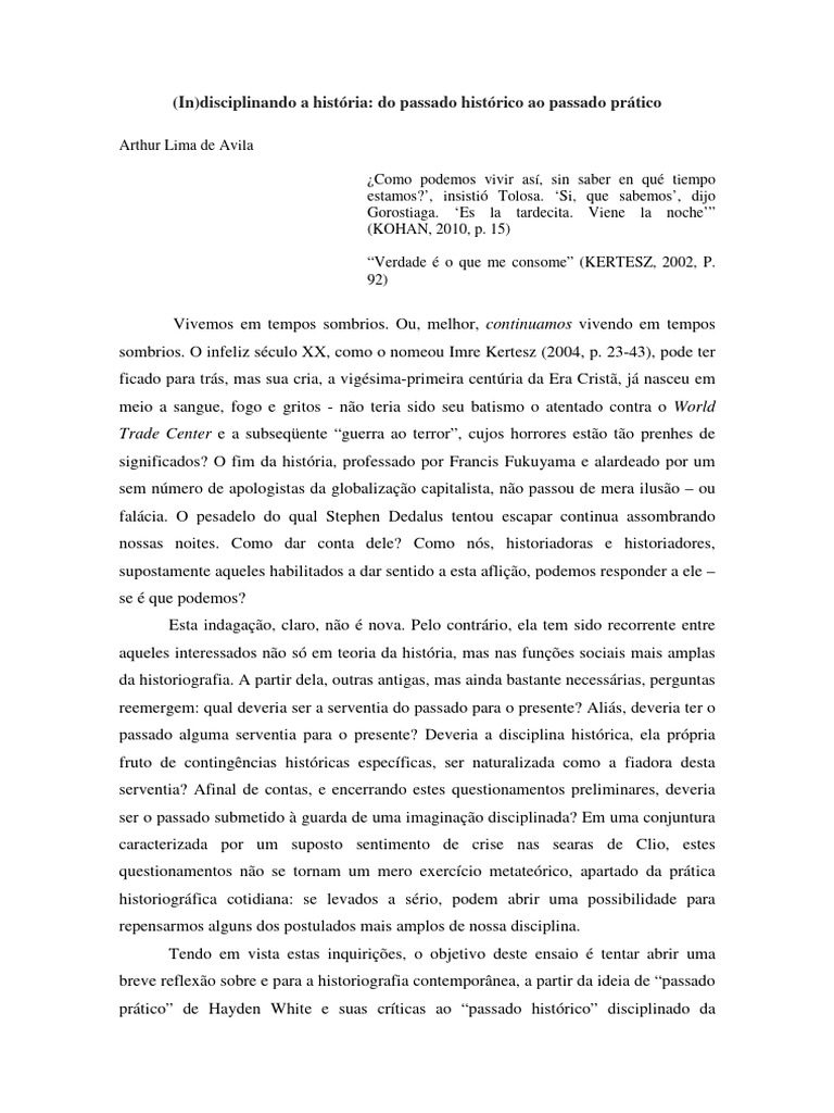 Crítica ao Passado Histórico na Historiografia | PDF | Historiografia ...