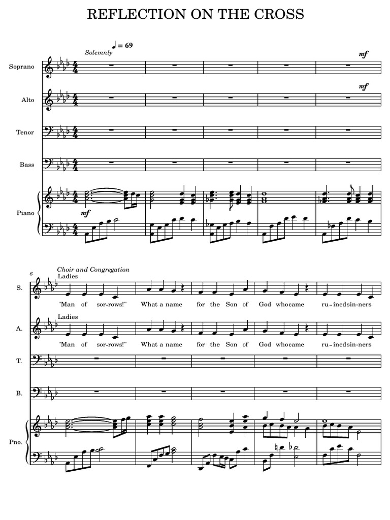 Reflection On The Cross SATB Piano | PDF | Vocal Music | Choral Music