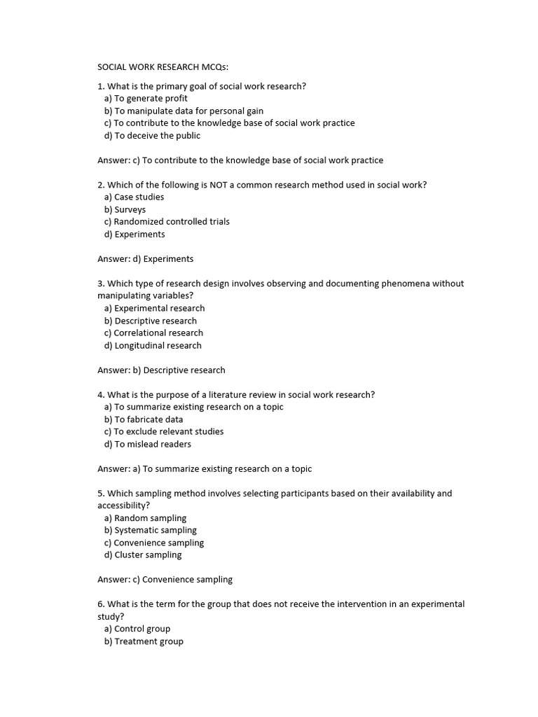 Social Work Research | PDF | Validity (Statistics) | Experiment