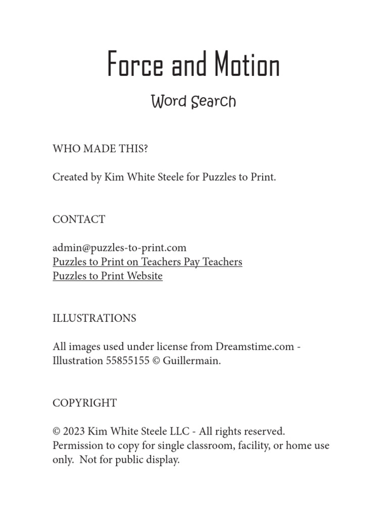 Force and Motion Word Search | PDF | Word Search | Freedom Of ...