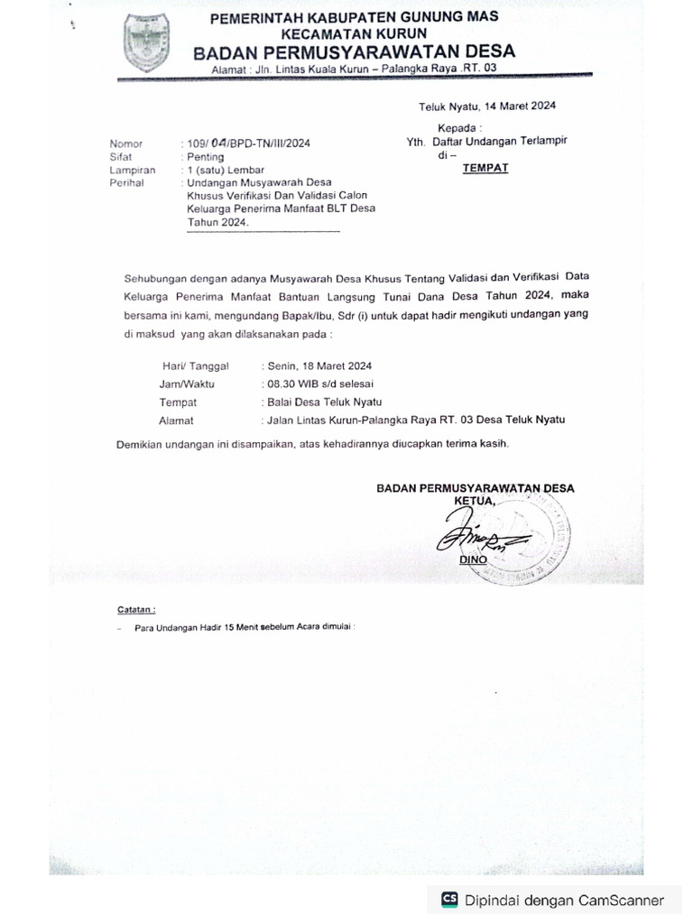 Undangan Musyawarah Desa | PDF