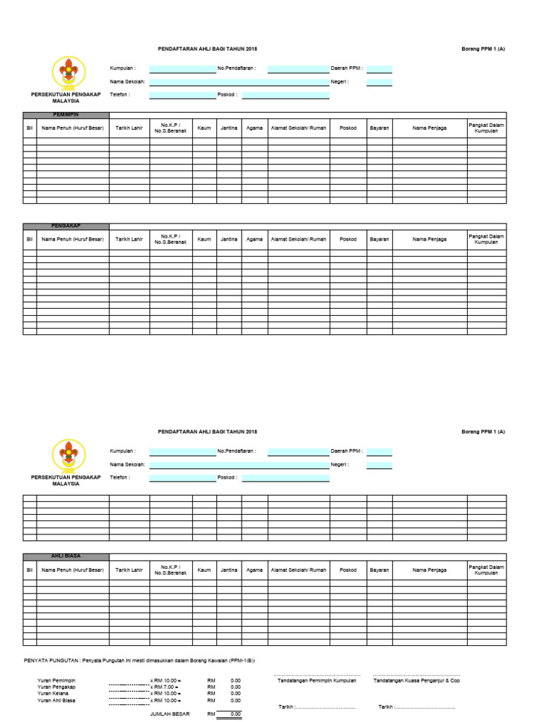 Borang Ppm 1a Dan Ppm 1b 2018 Pdf