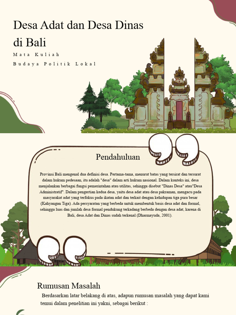Desa Adat Dan Desa Dinas Di Bali | PDF | Ilmu Sosial