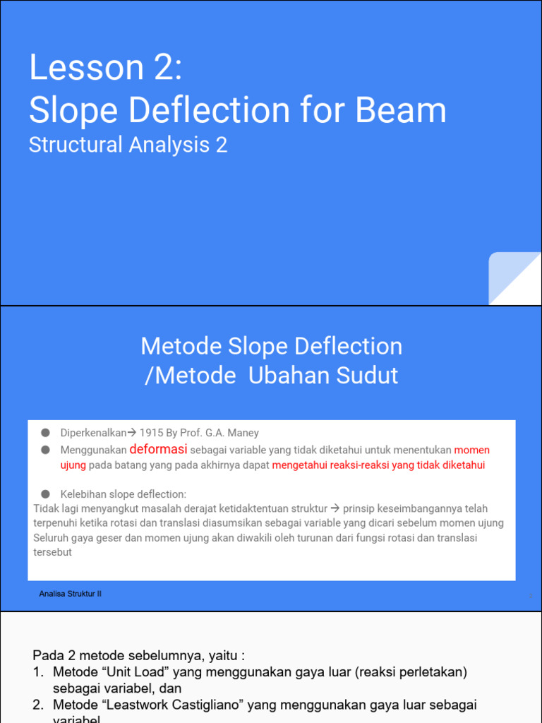 Analisa Struktur II (Lesson 3 - Slope Deflection For Beam) | PDF