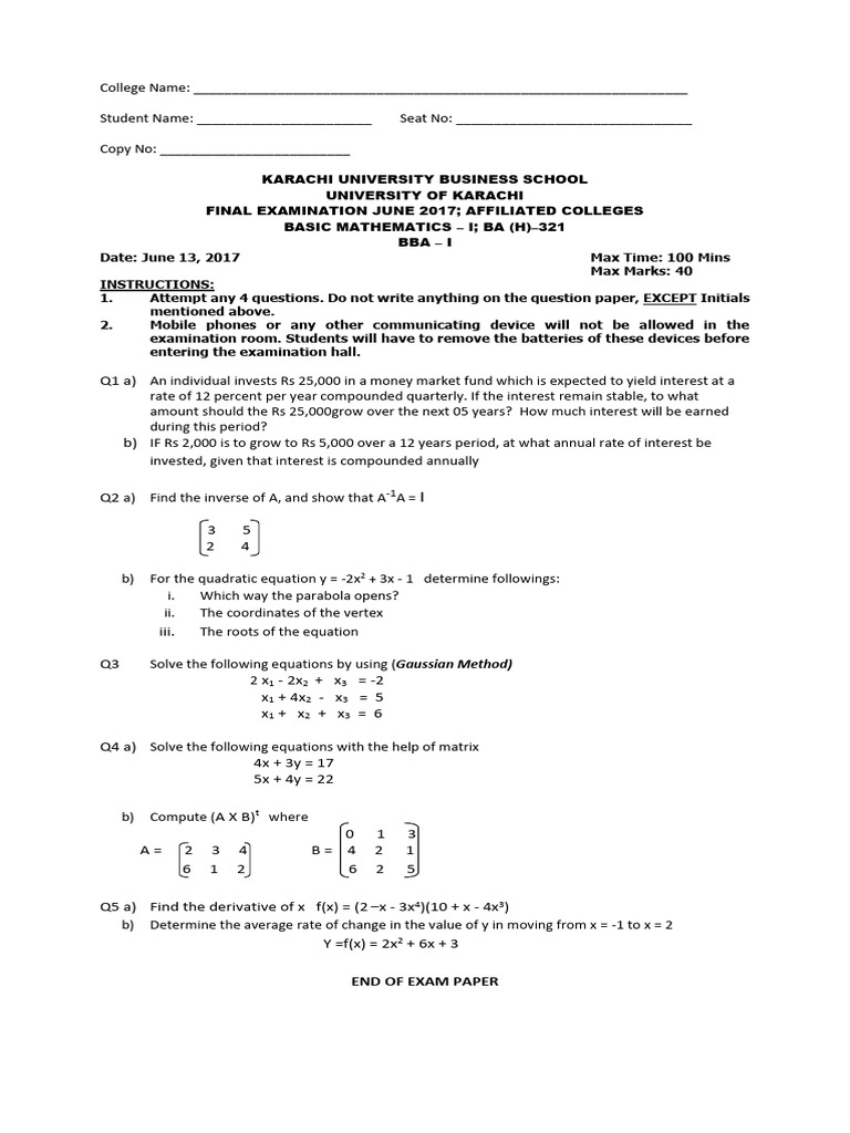 Maths Past Papers | PDF | Interest | Health Maintenance Organization