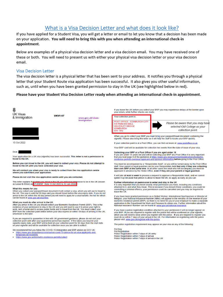 Visa Decision Letter Guide | PDF | Law
