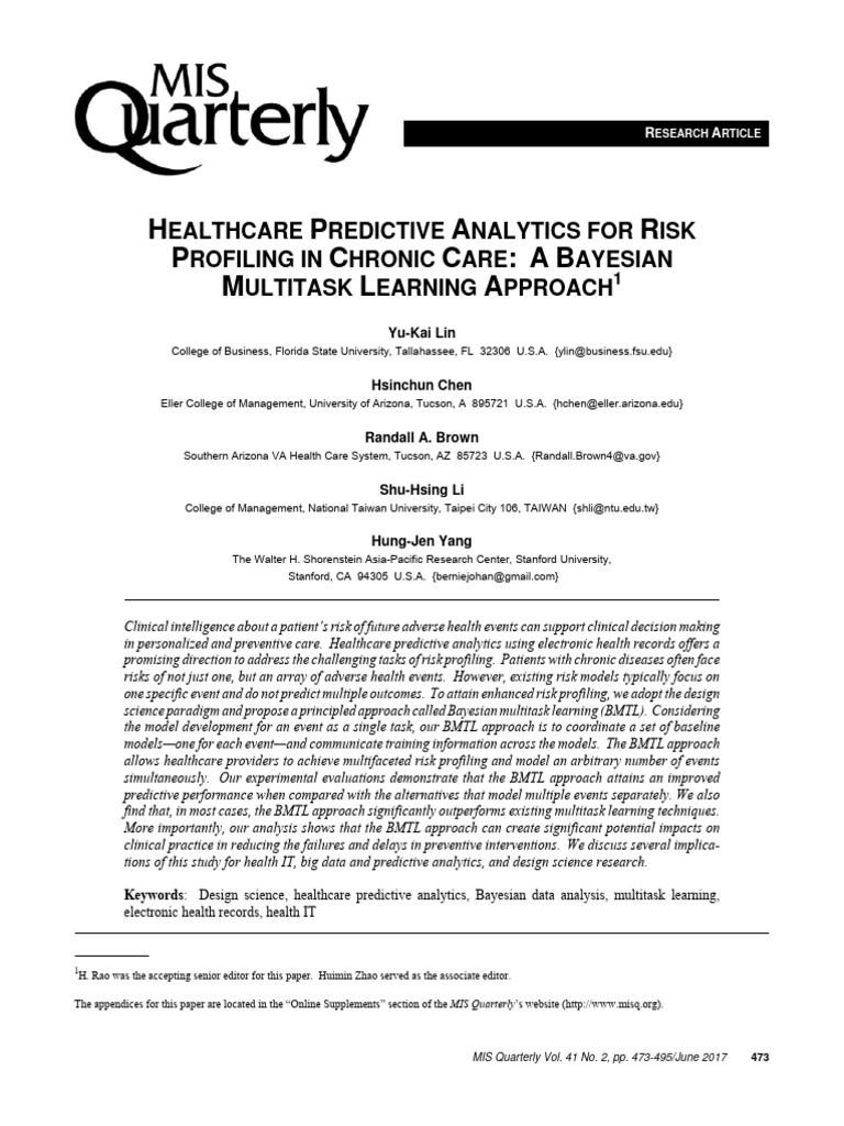 Predictive Analytics Healthcare Bayesian | PDF | Logistic Regression | Linear Regression