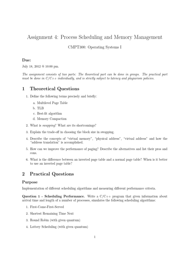 OS Question - Process Scheduling and Memory Management | PDF ... OS Question - Process Scheduling and Memory Management | PDF ...