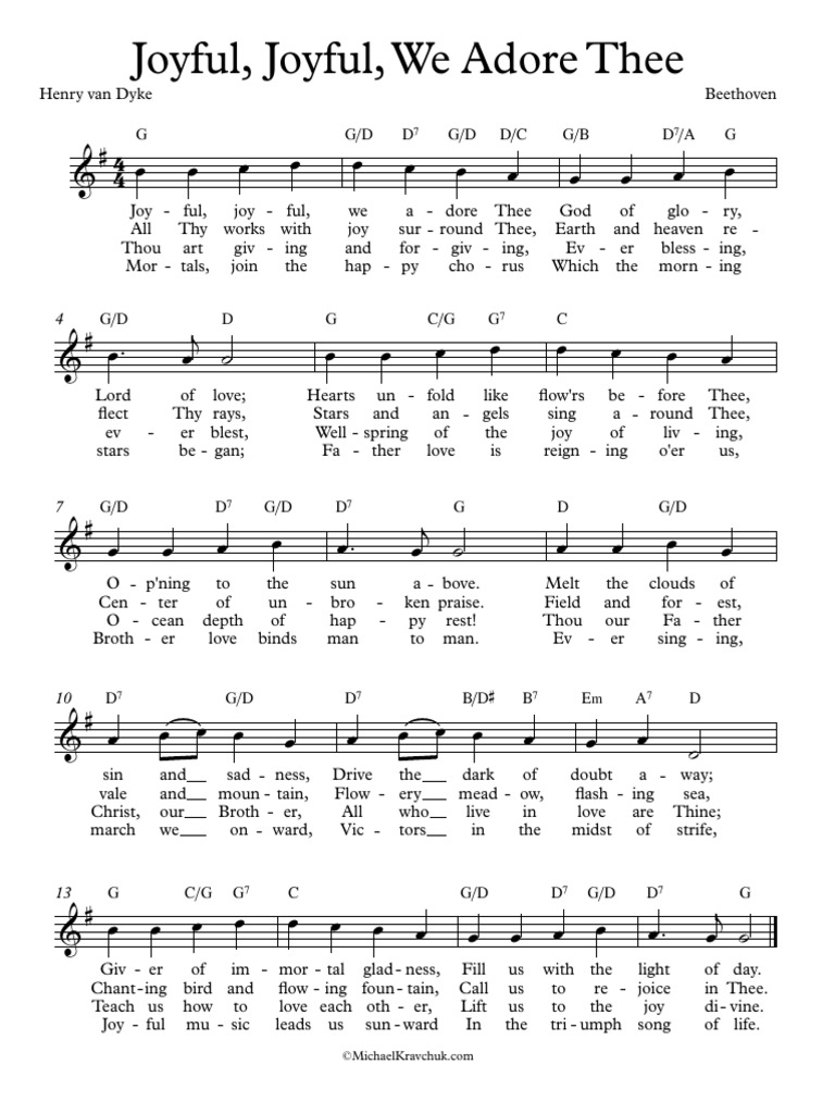 Joyful Joyful We Adore Thee G Major | PDF