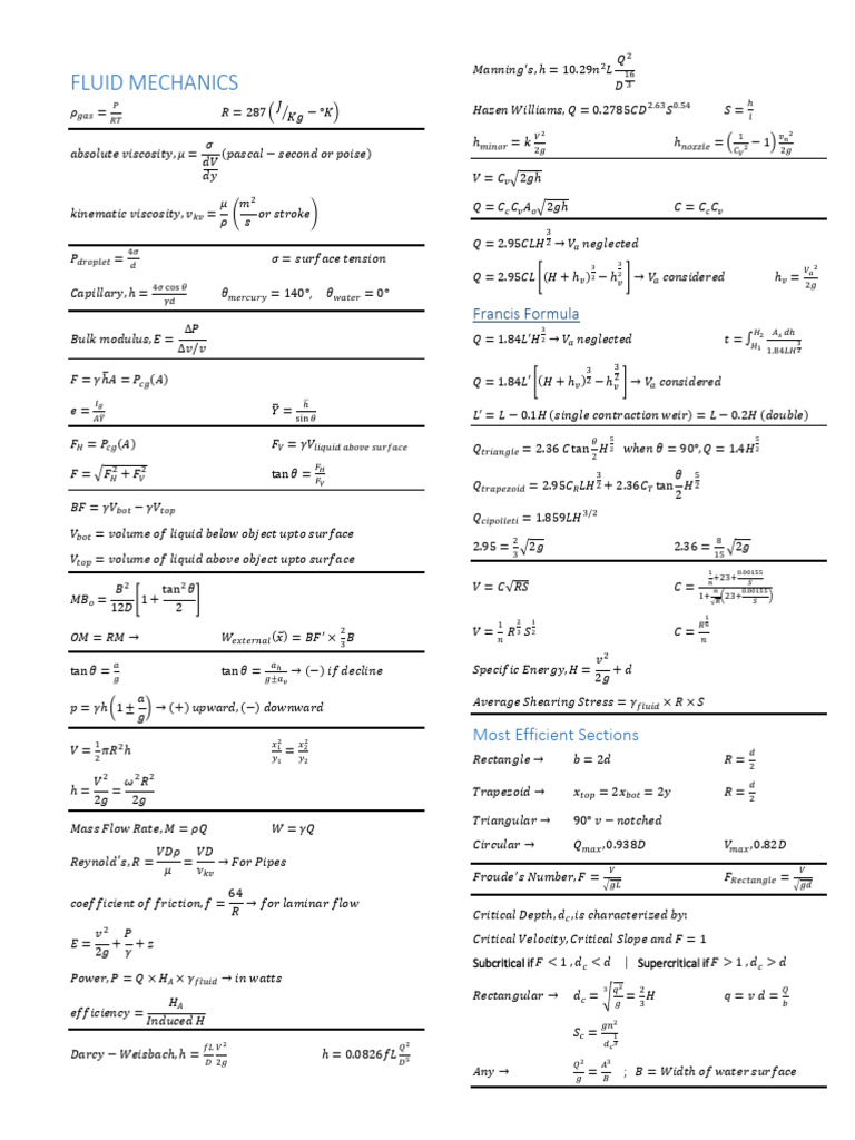 Formulas - Geo and Hydro | PDF | Applied And Interdisciplinary Physics ...