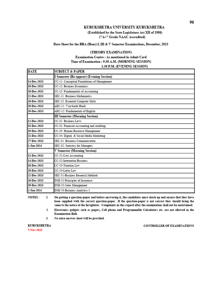 90 BBA Hons I III V Semester | PDF | Business