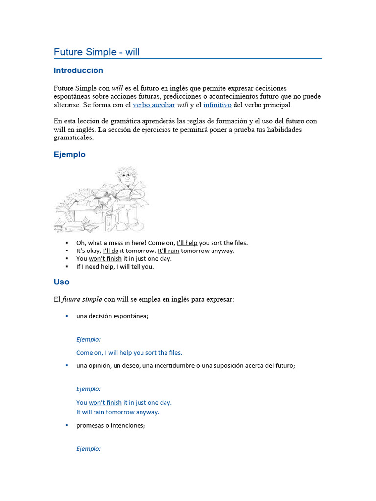 Uso del Future Simple con Will | PDF | Verbo | Gramática