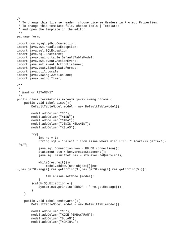 Java Form for Student Payment Management | PDF | Computer Programming | Computer Science