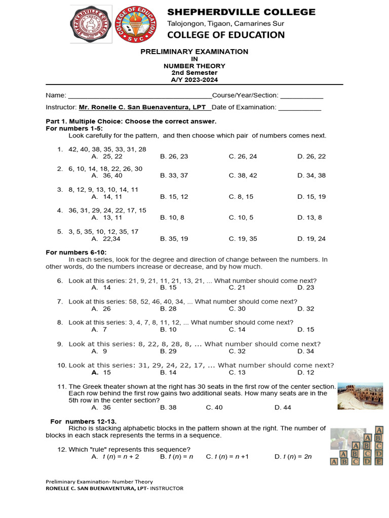 Preliminary Number Theory Exam 2023-2024 | PDF | Mathematical Concepts ...