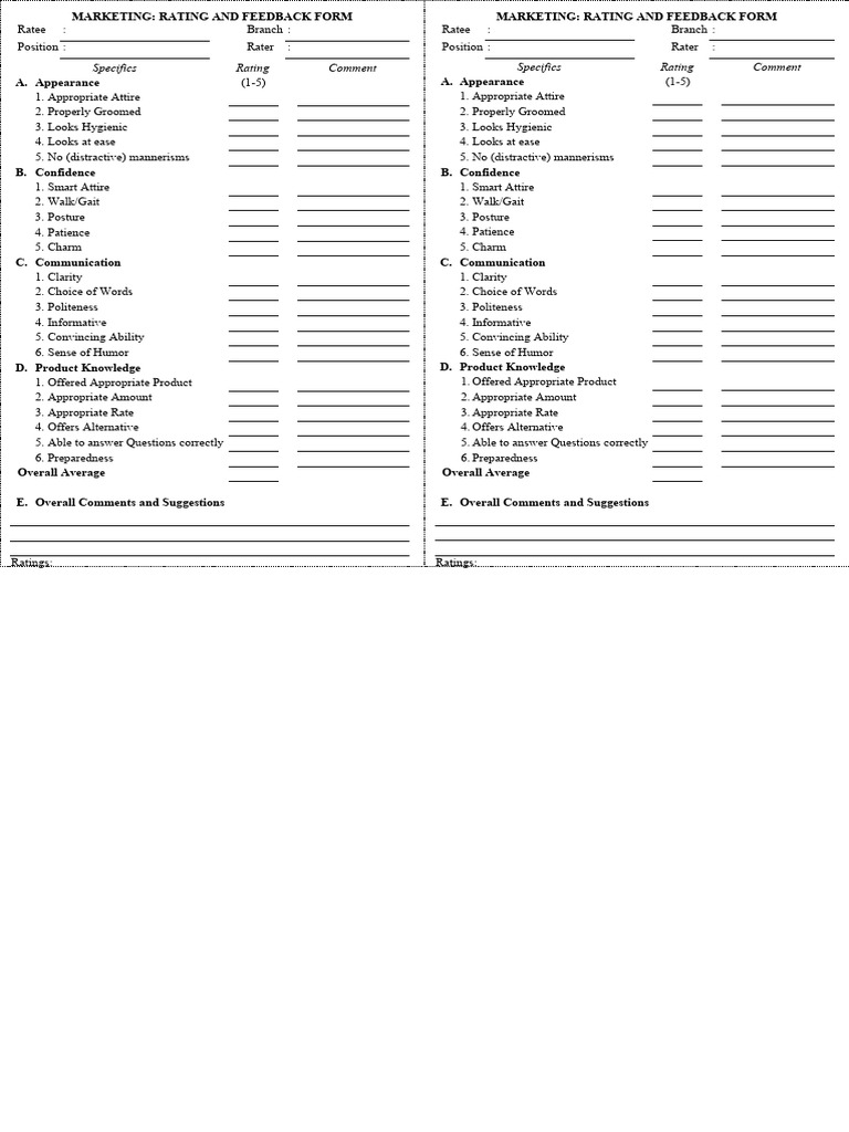 Marketing-Rating and Feedback Form | PDF | Human Communication | Cognition